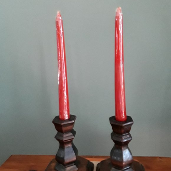 Accents | Vintage Pair Of Wooden Colonial Style Pine Candlesticks With ...